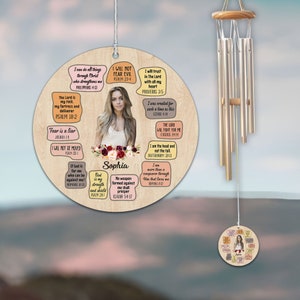 Personalized Wind Chime, Bible Verse Memorial, Religious Wind Chime ...