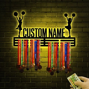 Custom Cheerleading Medal Hanger, Metal Wall With LED Light ...