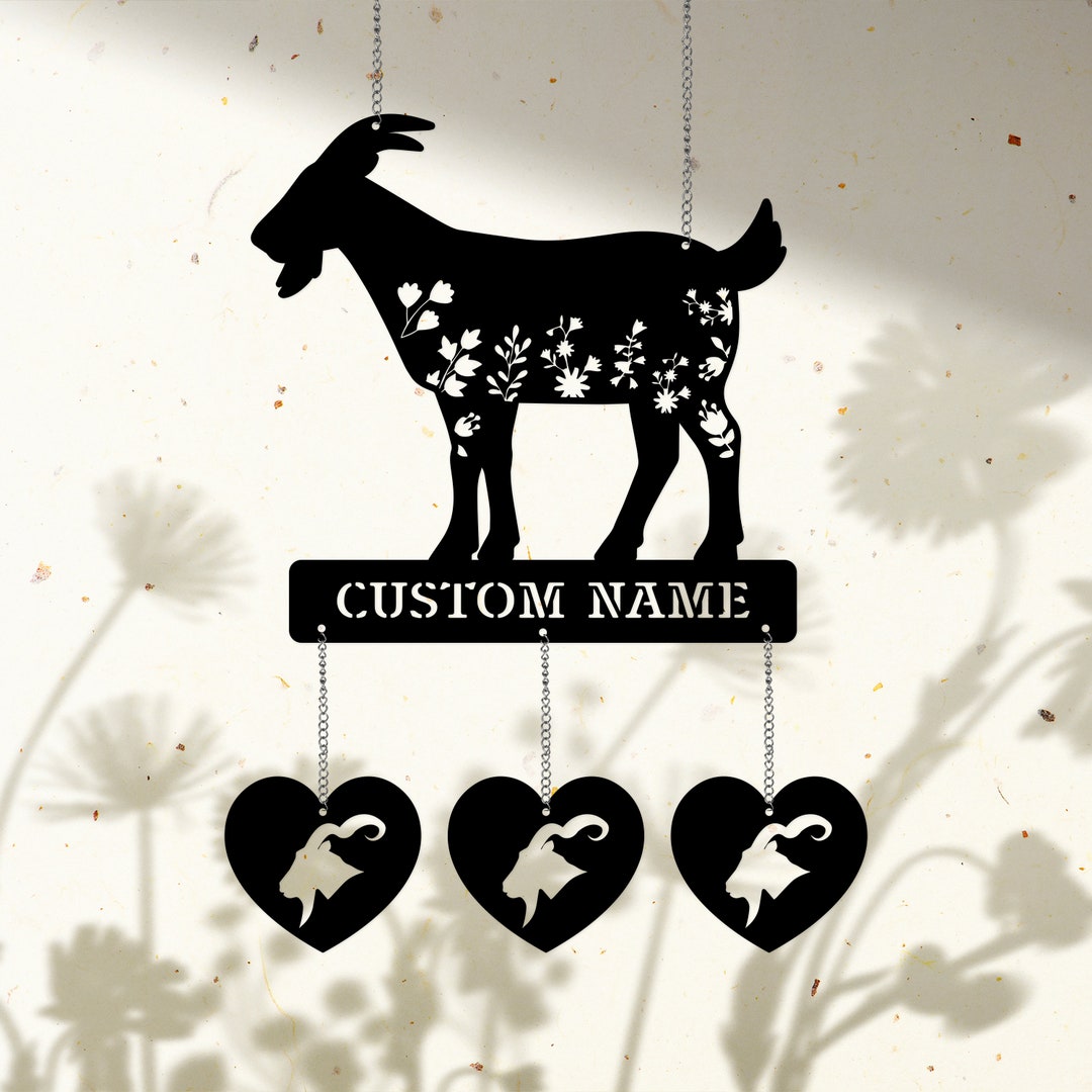 Flower Goat Metal Wind Chime, Custom Sign, Farmhouse Wind Chime ...