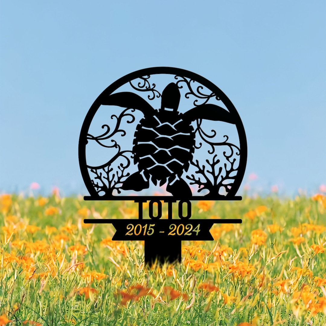 Custom Turtle Memorial Metal Stake, Turtle Loss, Grave Marker Sign ...