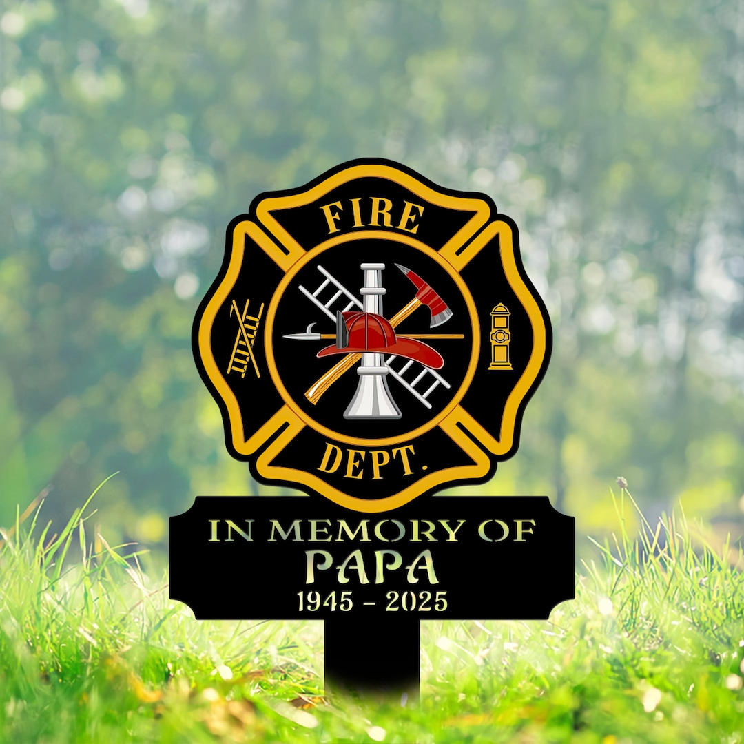 Custom Firefighter Memorial Stake Metal, Personalized Grave Marker ...