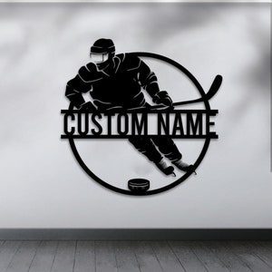 Custom Hockey Sign, Metal Wall With LED Light, Hockey Player Gift, Gift ...