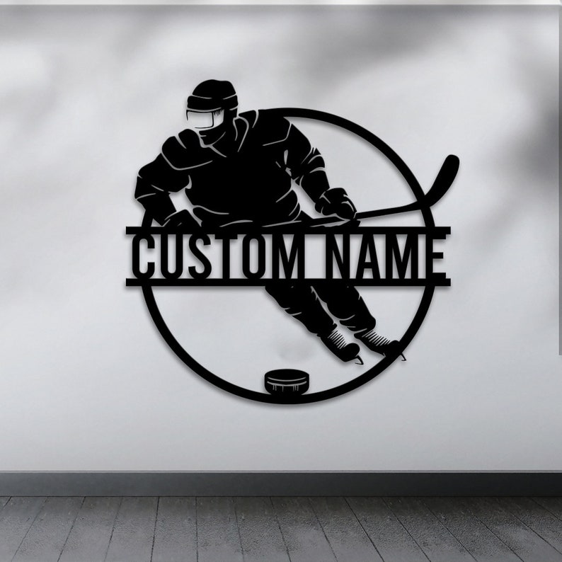 Custom Hockey Sign Metal Wall With LED Light Hockey Player - Etsy