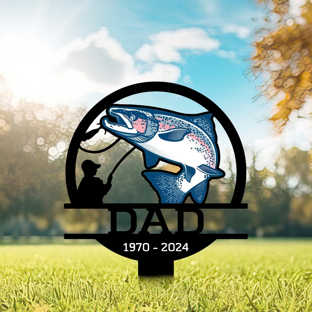 Personalized Salmon Memorial Stake, Metal Pet Grave Marker, Garden ...