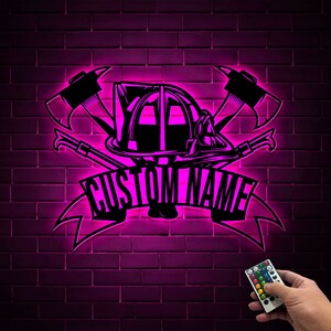 Custom Firefighter Metal Sign With Led Lights, FD Fireman Name Sign ...