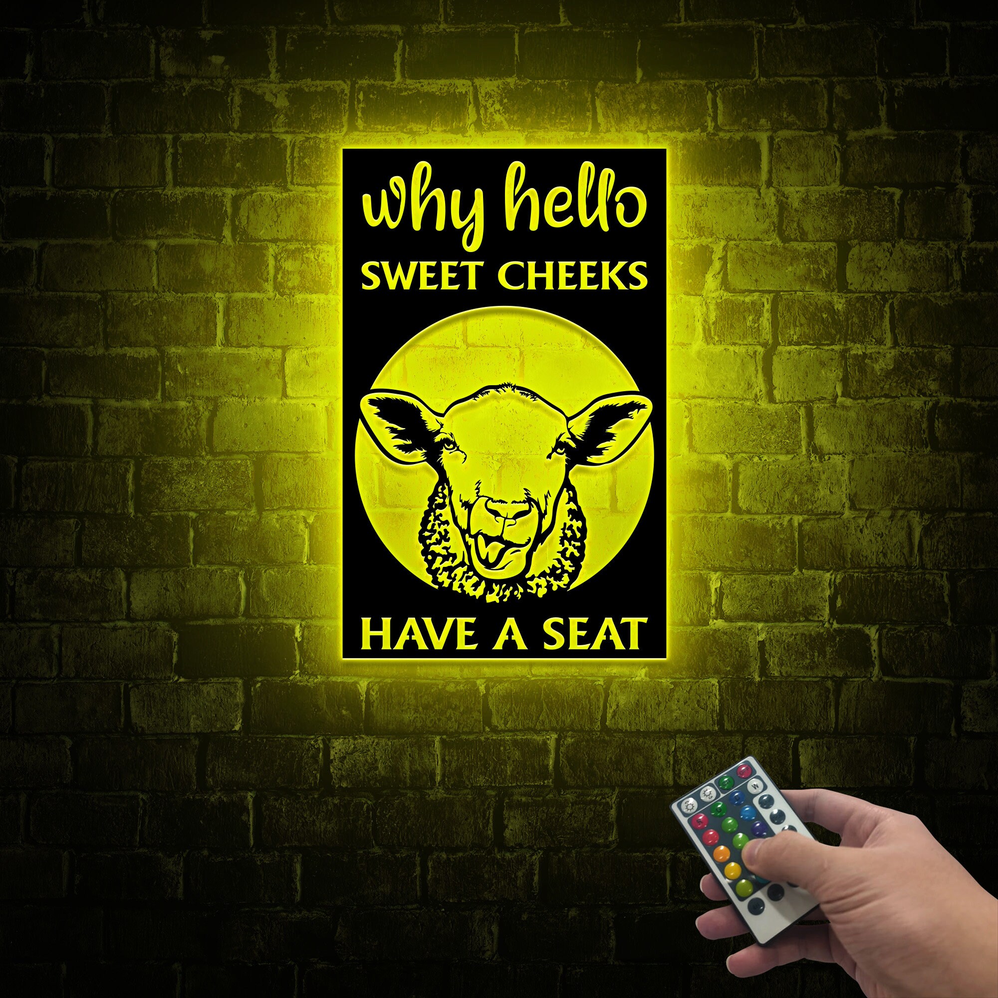 Why Hello Sweet Cheeks Metal Wall With LED Light Have A - Etsy