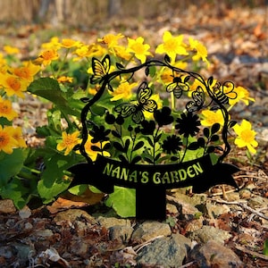 Custom Garden Metal Sign, Flower Sign With Stakes, Outdoor Metal Sign ...