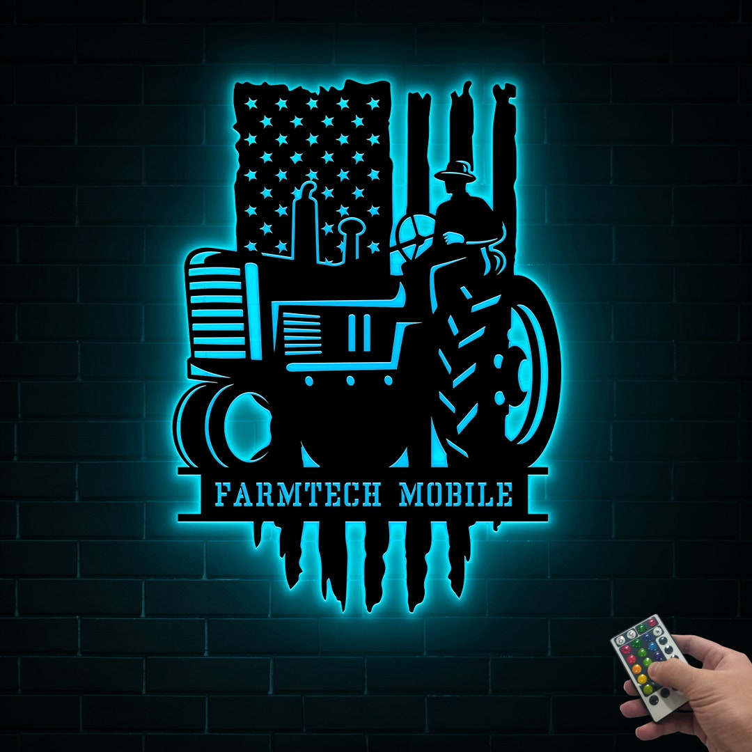 Personalized Vintage Tractor Metal Sign With LED Light, Custom Family ...