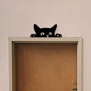 Cute Cat Door Corner Sign, Door Topper, Cat Door Corner Art, Black Cat ...