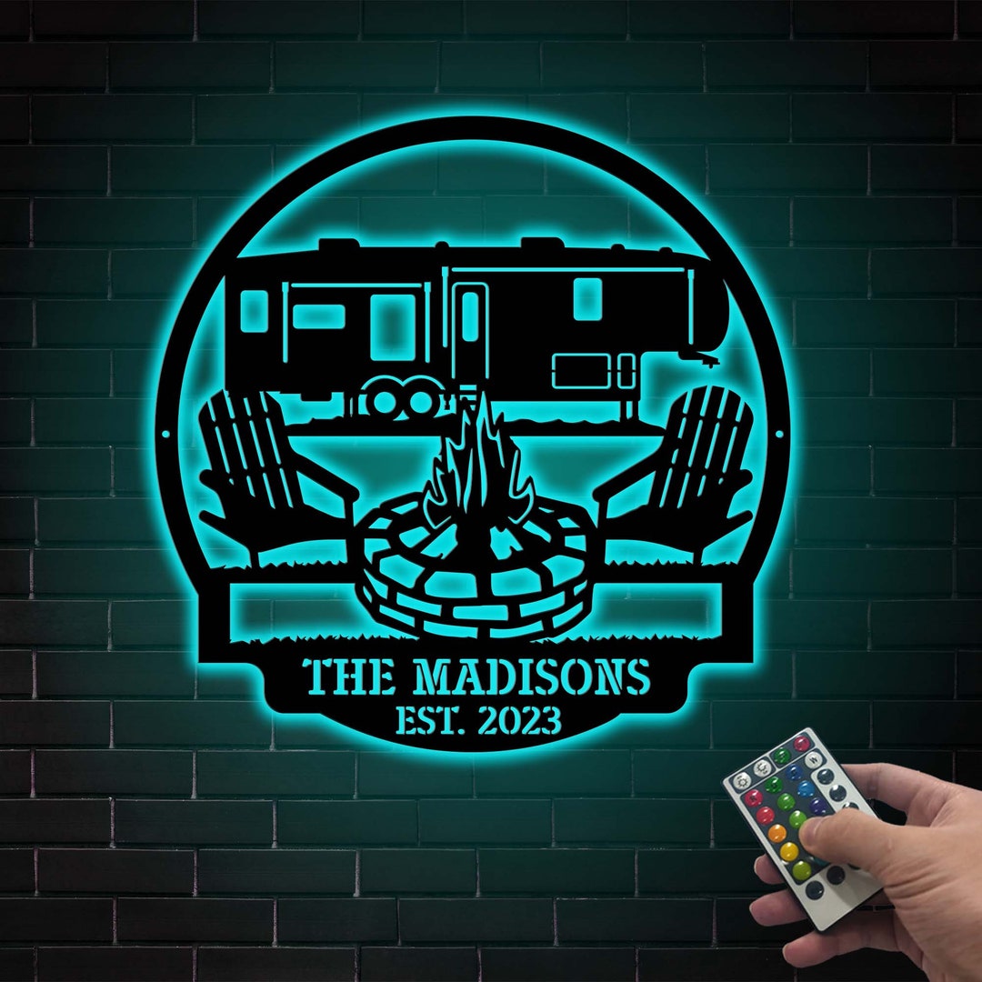 Personalized 5th Wheel Camper Metal Sign With LED Light, Custom Camping ...