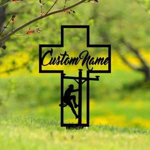Custom Lineman Memorial Metal Stake, in Loving Memory, Lineman Loss ...
