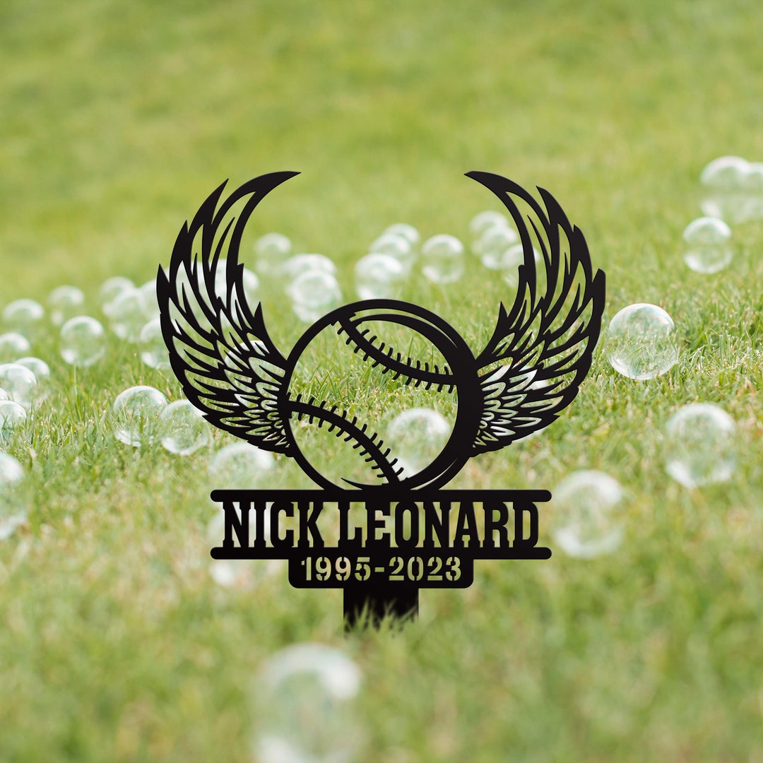 Custom Baseball With Wings Memorial Metal Stake, Baseball Loss ...