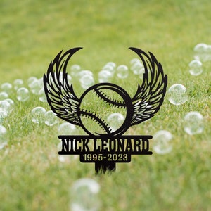 Custom Baseball With Wings Memorial Metal Stake, Baseball Loss ...