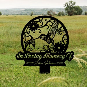 Personalized Hummingbird Memorial Metal Garden Stake - Etsy