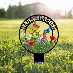 Personalized Garden Metal Sign With Stake, Custom Garden Name Sign ...