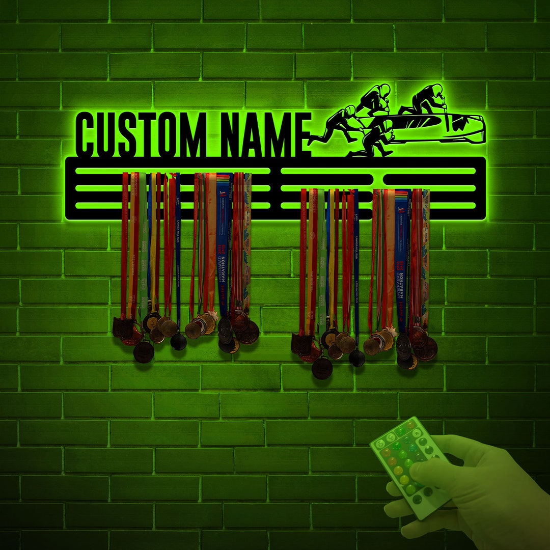 Custom Bobsled Medal Hanger, Metal Wall With LED Light, Bobsled, House ...