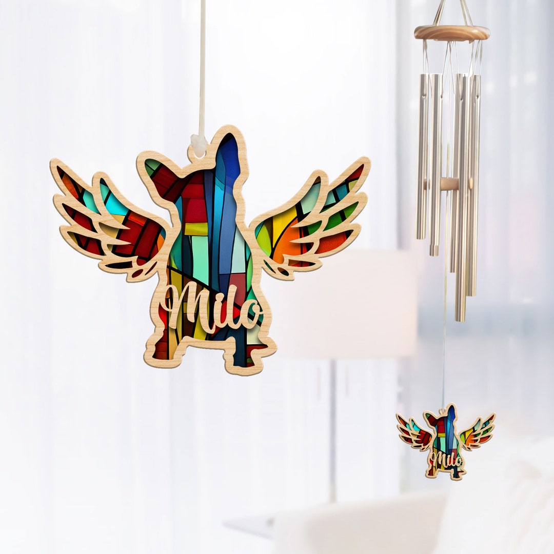 Personalized French Bulldog Memorial Wind Chime, Stained Suncatcher - Etsy