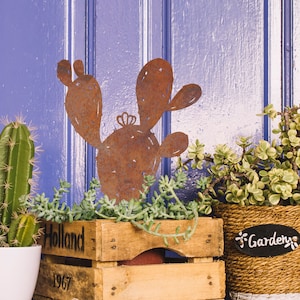 Metal Prickly Pear Cactus Yard Art, Metal Cactus, Rusty Desert Garden ...