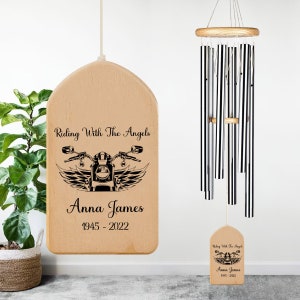 Personalized Riding With Angels Motorcycle Memorial Wind Chime ...