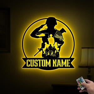 Custom Military Metal Sign With LED Lights, Veteran Gift - Etsy