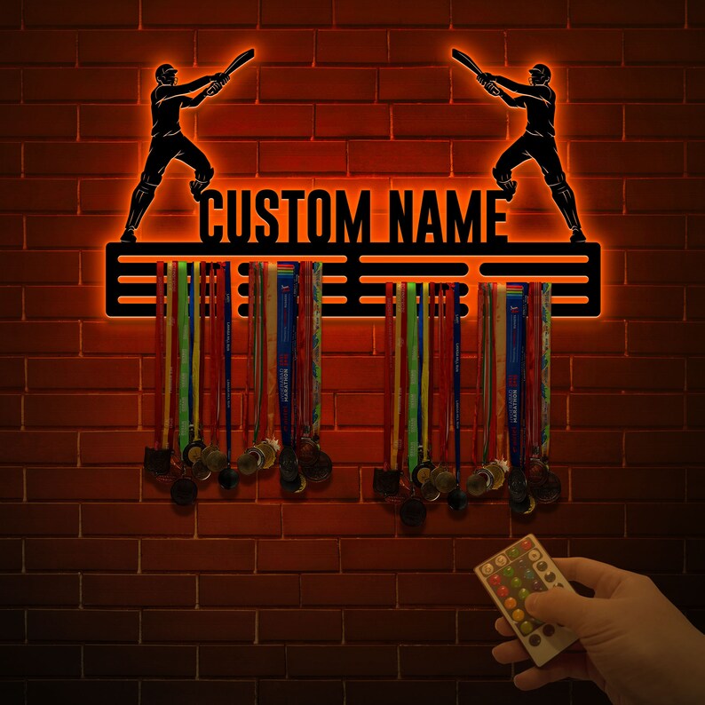 Custom Cricket Medal Hanger, LED Wall Decor, Cricket Player Gift - Etsy