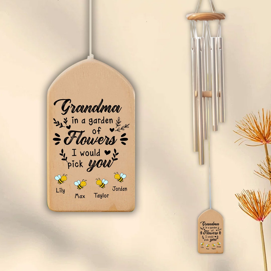 Personalized Family Wind Chimes, Grandma in a Garden of Flowers I Would ...