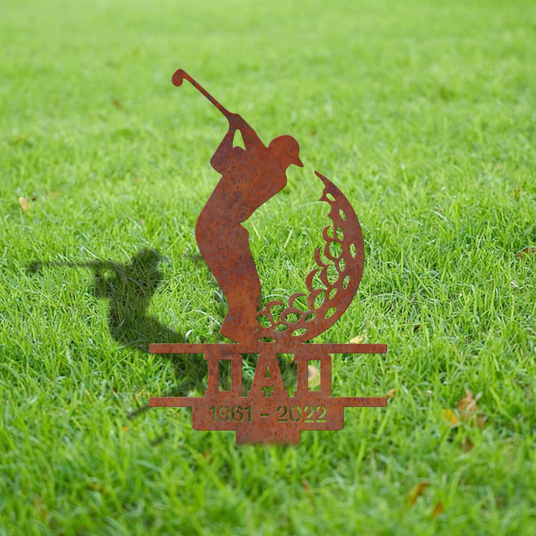 Custom Golf Memorial Metal Rusty, Golfer Loss, Sympathy Sign, Grave ...