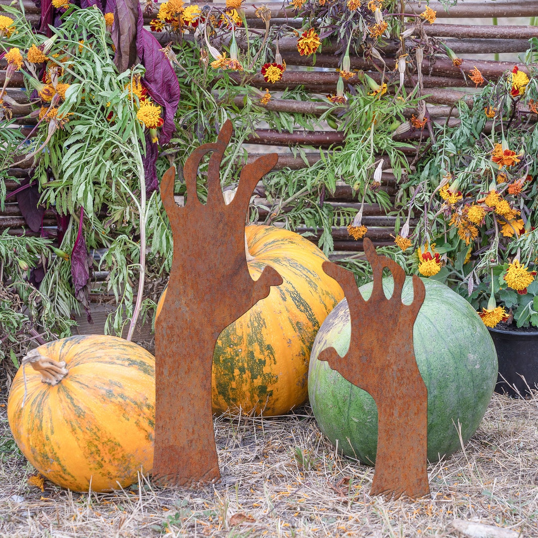 Zombie Hands Rusty Metal Stake, Halloween Decor, Fall Decor, Halloween ...
