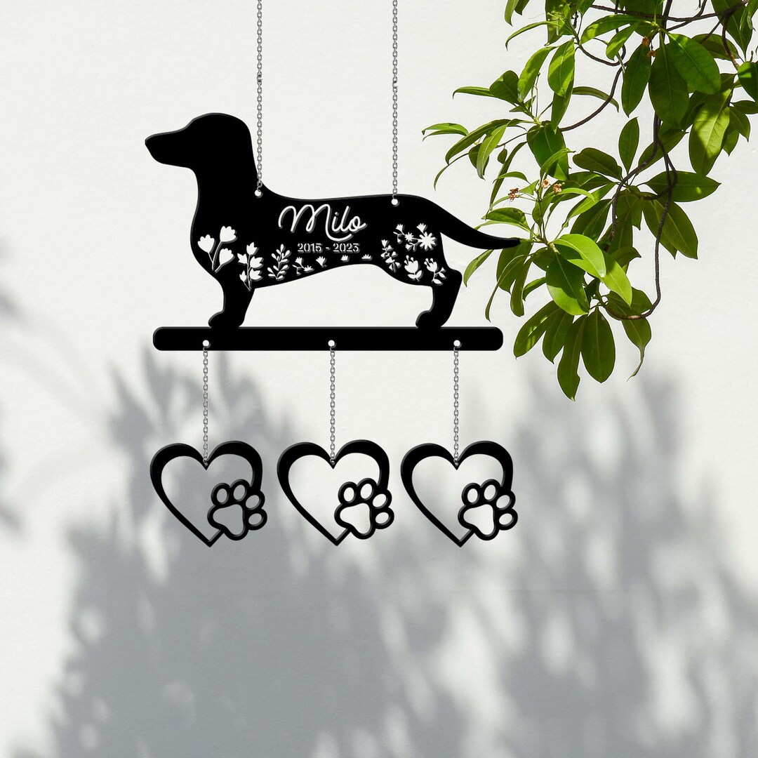 Dachshund Flower Metal Wind Chime, Custom Memorial Sign - Etsy