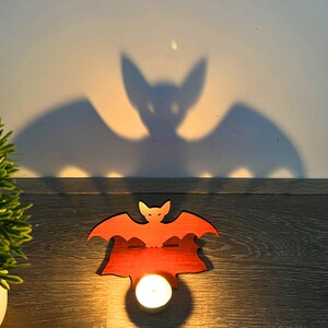 Halloween Candle Holder, Bat Tea Light Holder, Craft Wood Sign, Bat ...