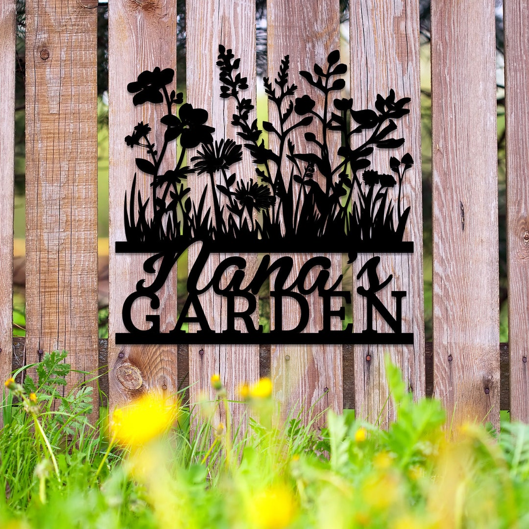 Personalized Flowers Garden Sign, Custom Garden Name Sign, Metal Yard ...
