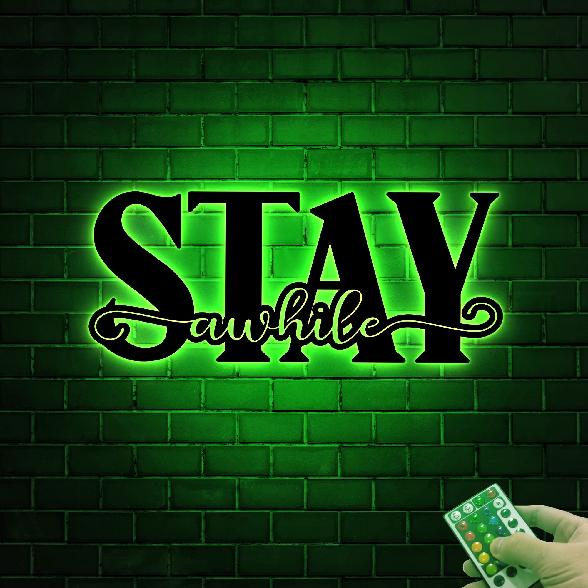 Stay Awhile Sign Welcome Sign Metal Wall With LED Light - Etsy