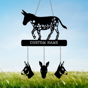 Flower Donkey Metal Wind Chime, Custom Sign, Farmhouse Wind Chime ...