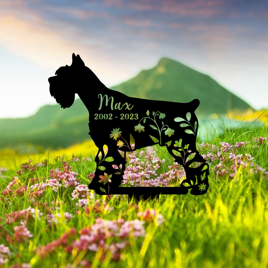 Custom Floral Dog Yard Stake, Giant Schnauzer Metal Garden Decor - Etsy