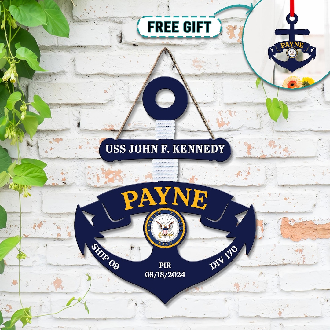 Personalized Navy Anchor Wood Sign, PIR Graduation Anchor, Navy Door ...
