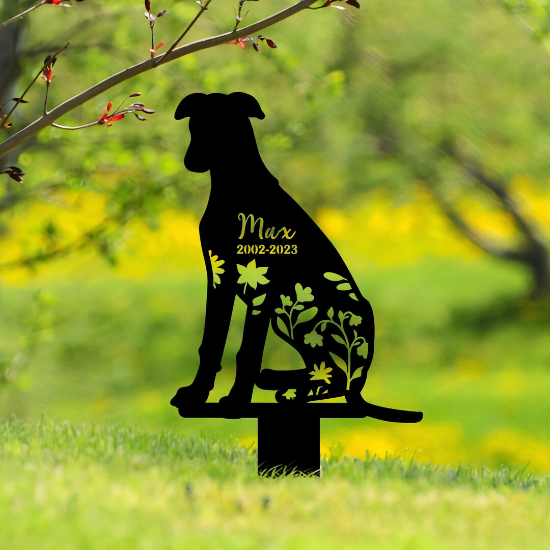 Custom Floral Dog Yard Stake, Azawakhs Garden Stakes, Pet Grave Marker, Dog Silhouette Metal ...