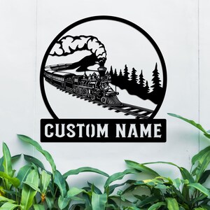 Custom Name Steam Engine Train Locomotive Metal Wall Art With Led Light ...