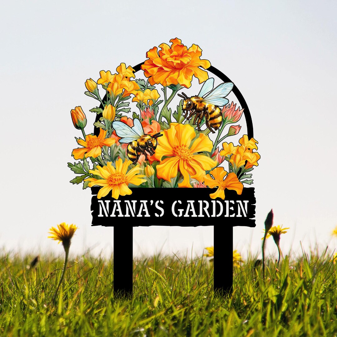 Custom Bee Garden Sign, Mother's Day Garden Stake, Bee Yard Art, Flower ...
