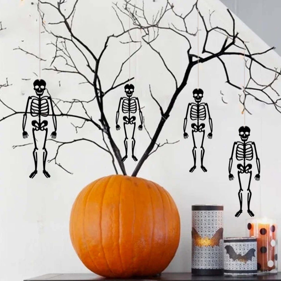 Hanging Skeleton Set, Metal Skull Ornament, Halloween Decor - Etsy