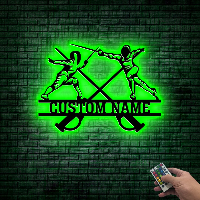 Custom Fencing Sign Metal Wall With LED Light Fencing Player - Etsy