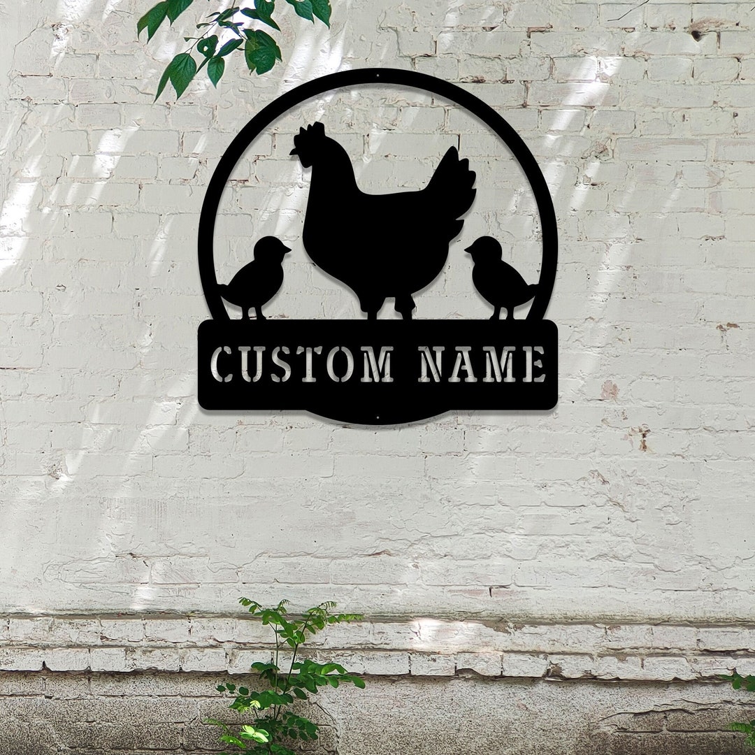Custom Chicken Coop Metal Sign Wall Art With Led Light, Hen House Sign ...