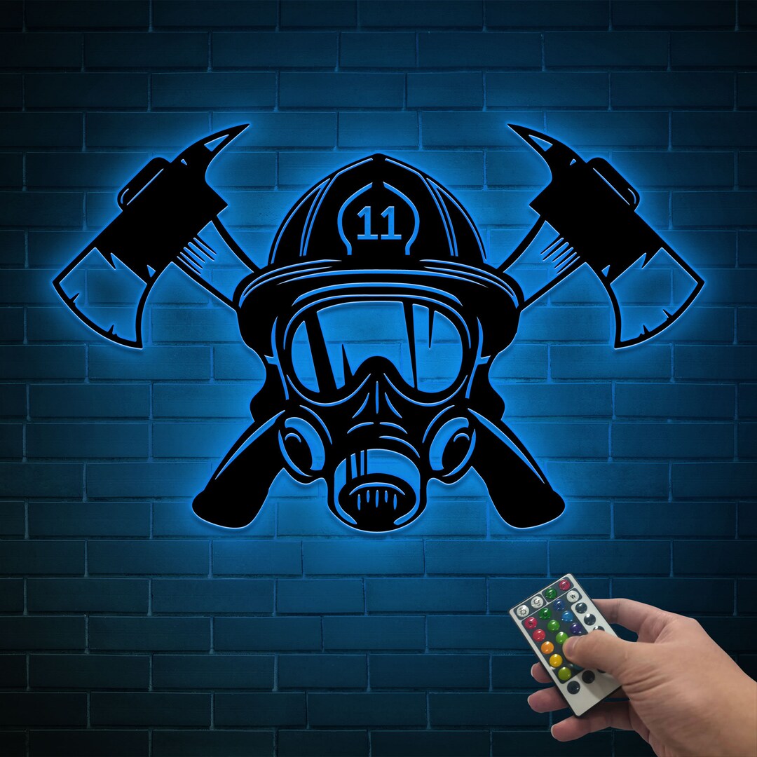 Firefighter Metal Sign With Led Lights, Personalized FD Fireman Name ...