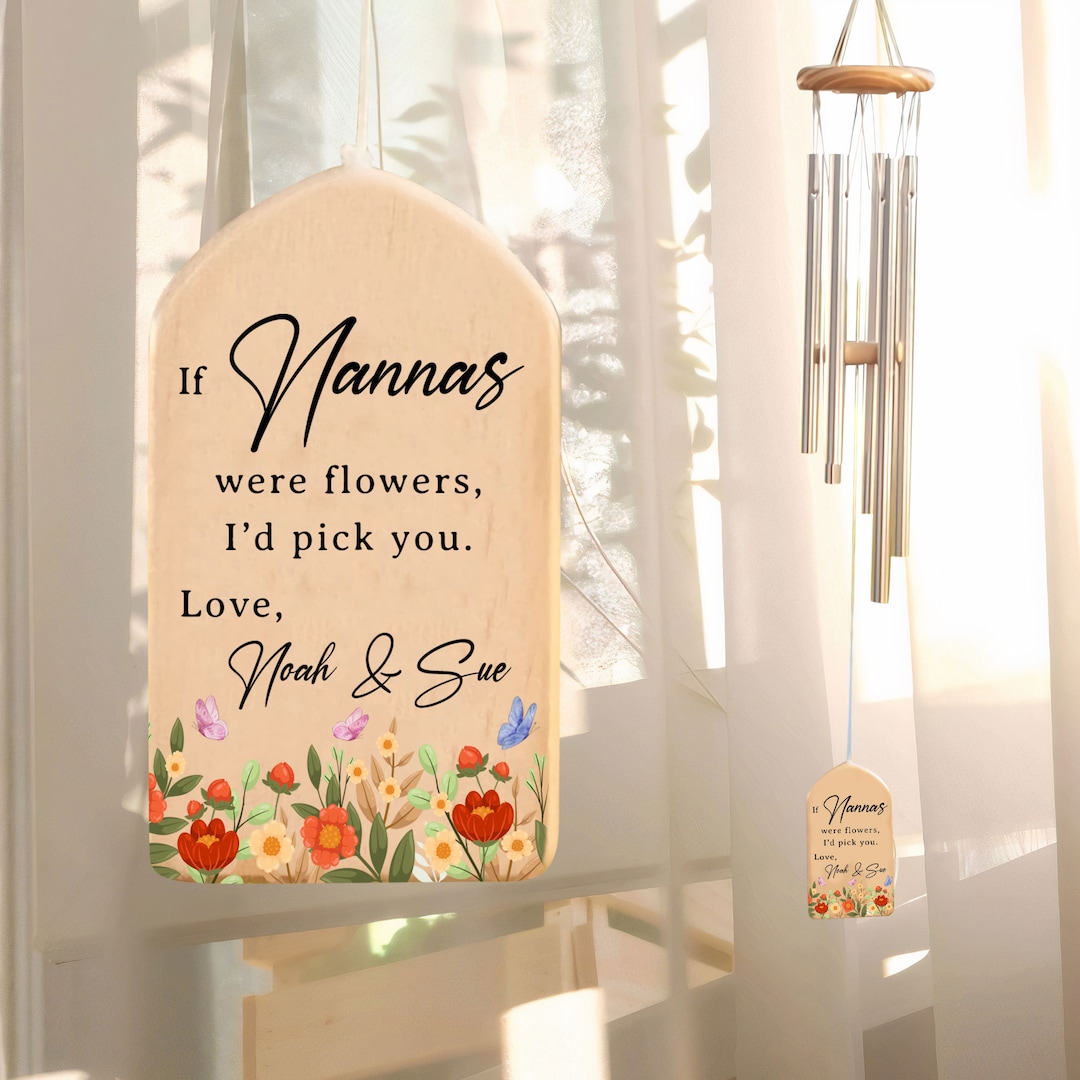 Personalized Grandma Wind Chime, Engraved Family Names, Garden Decor - Etsy