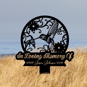 Personalized Hummingbird Memorial Metal Stake, Hummingbird Name Sign ...