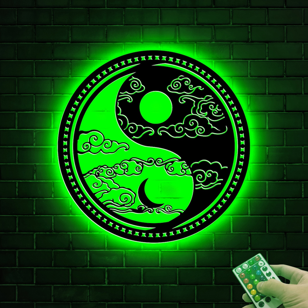 Yin Yang Sun Moon Metal Wall Art With LED Lights - Etsy