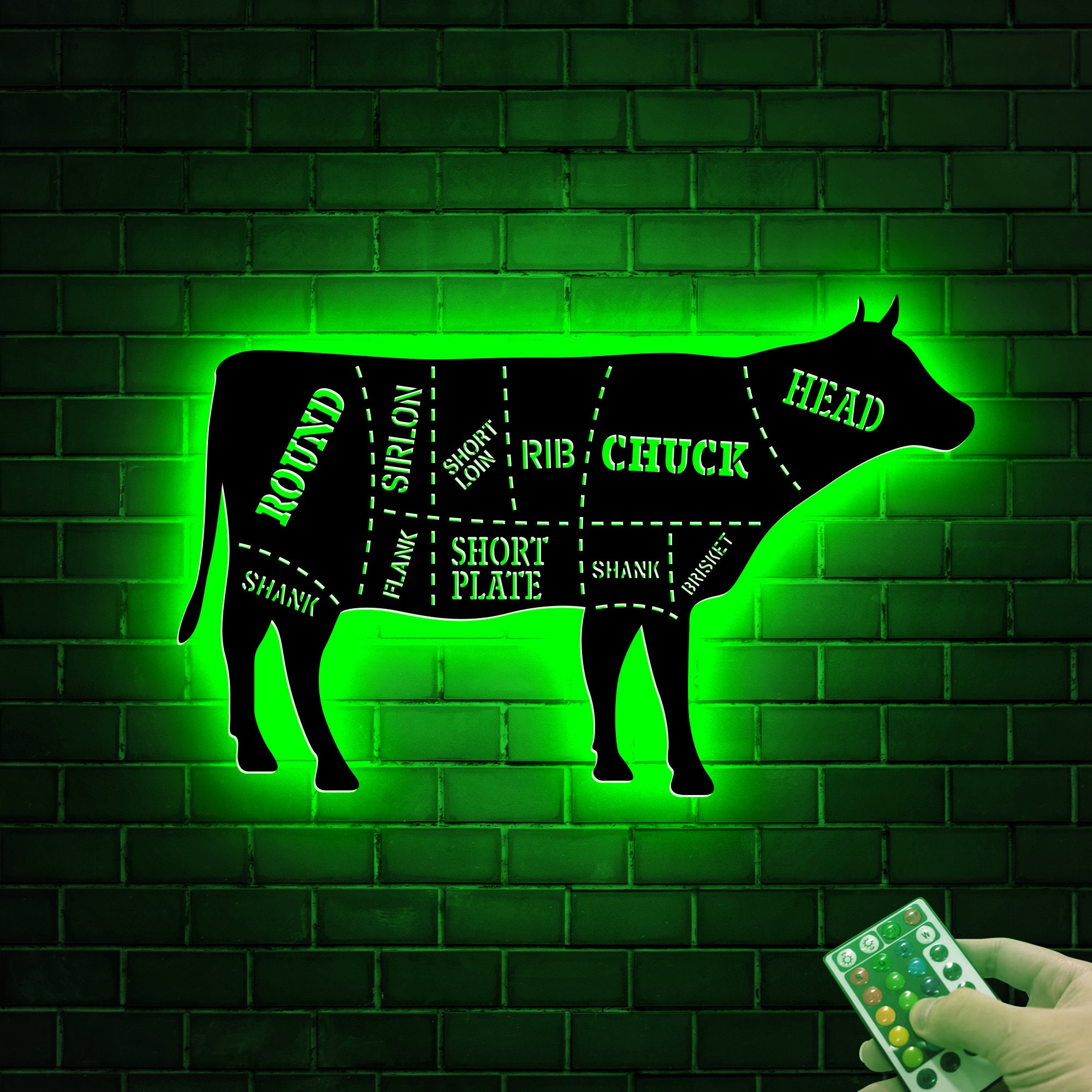 Cow Cuts Diagram Metal Sign With LED Lights, Butcher Shop Decor - Etsy