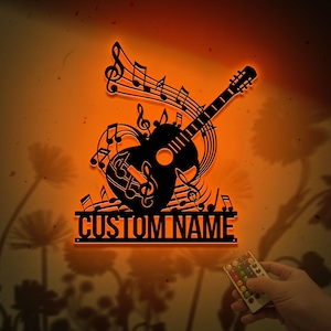 Custom Acoustic Guitar Metal Sign Wall Art With Led Lights ...