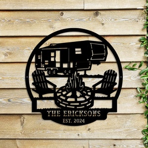 Custom Metal Campfire Sign With Stakes, Personalized Cabin Sign, 5th ...