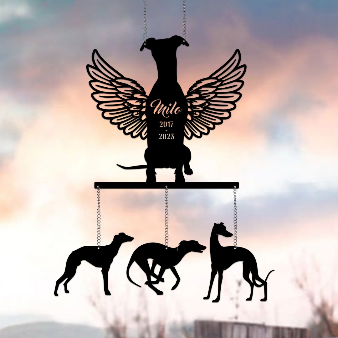 Whippet Metal Wind Chime, Custom Memorial Garden Decor - Etsy