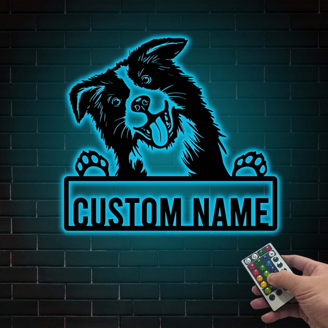 Custom Border Collie Metal Sign With Lights, Personalized Dog Decor - Etsy